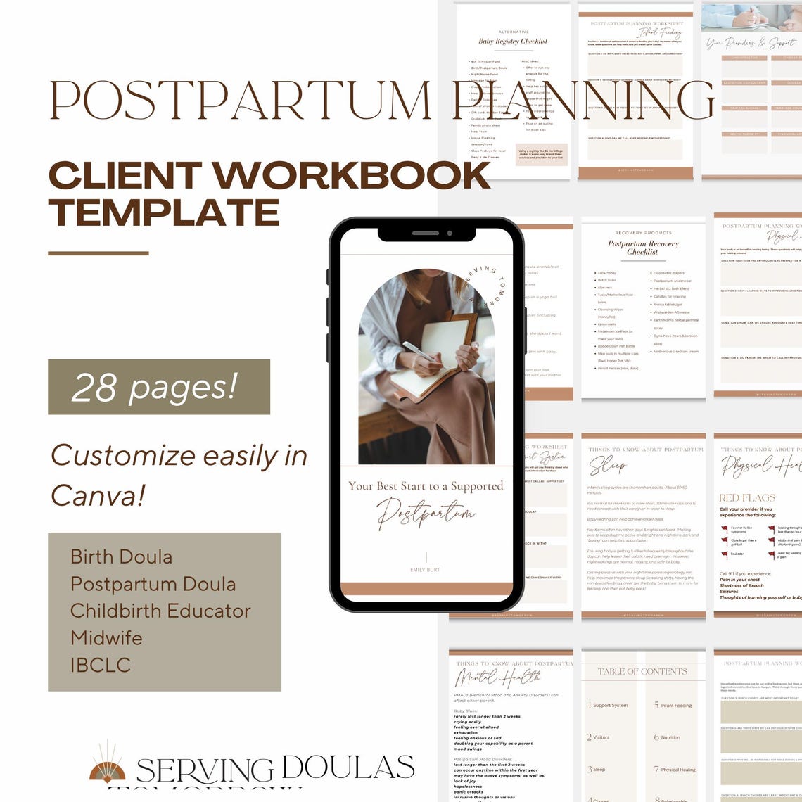 Editable Postpartum Planning Workbook: Canva Template (printable ...