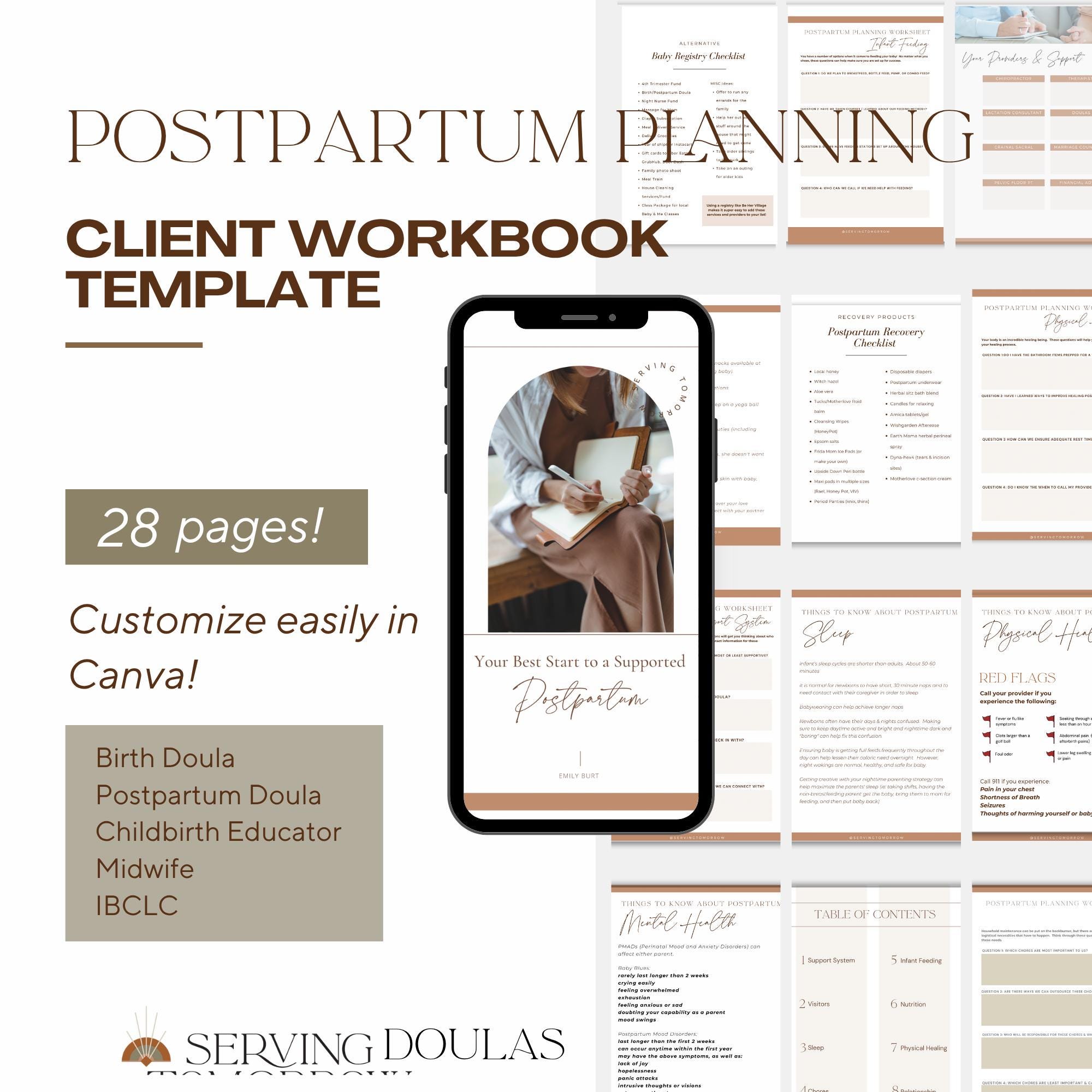 Editable Postpartum Planning Workbook: Canva Template (printable ...