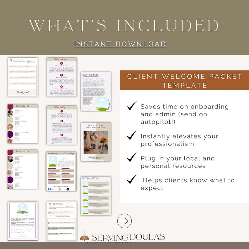 Doula Client Welcome Packet | Editable Canva Template for Doulas ...