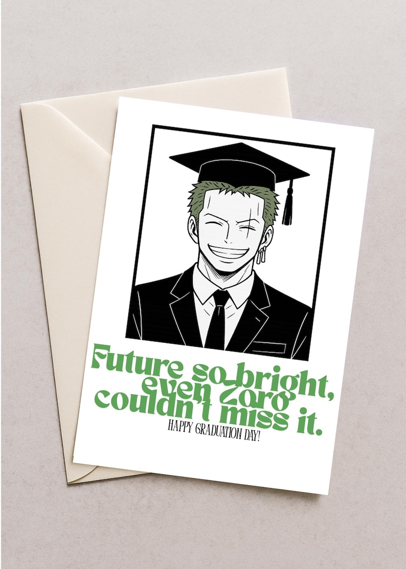 Zoro Anime Graduation Card: Pirate Crew Congrats (4x6 Printable Digital ...