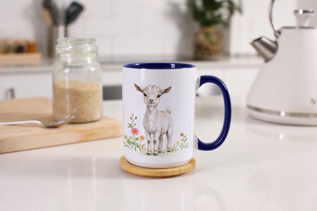 Charming Goat Mug - Colorful Floral Design, Cute Gift for Animal Lovers ...