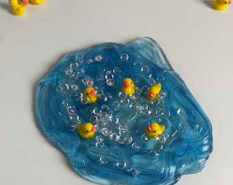 Duck in Water (slow Stretch), Blue Clear Slime, Duck Slime, Cute Slime ...