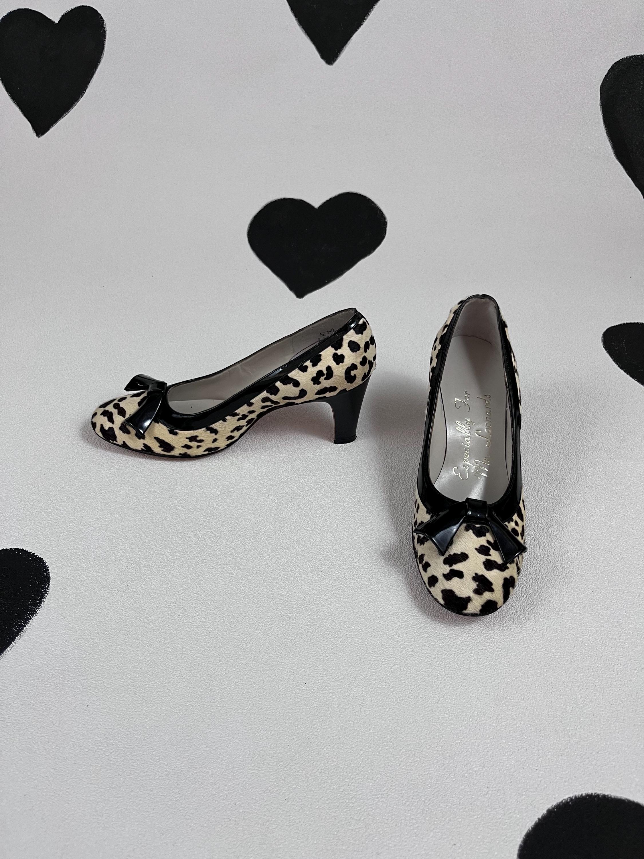 1960s Vintage Leopard Print High Heels Shoes 60s Mod Pony Hair Fur ...