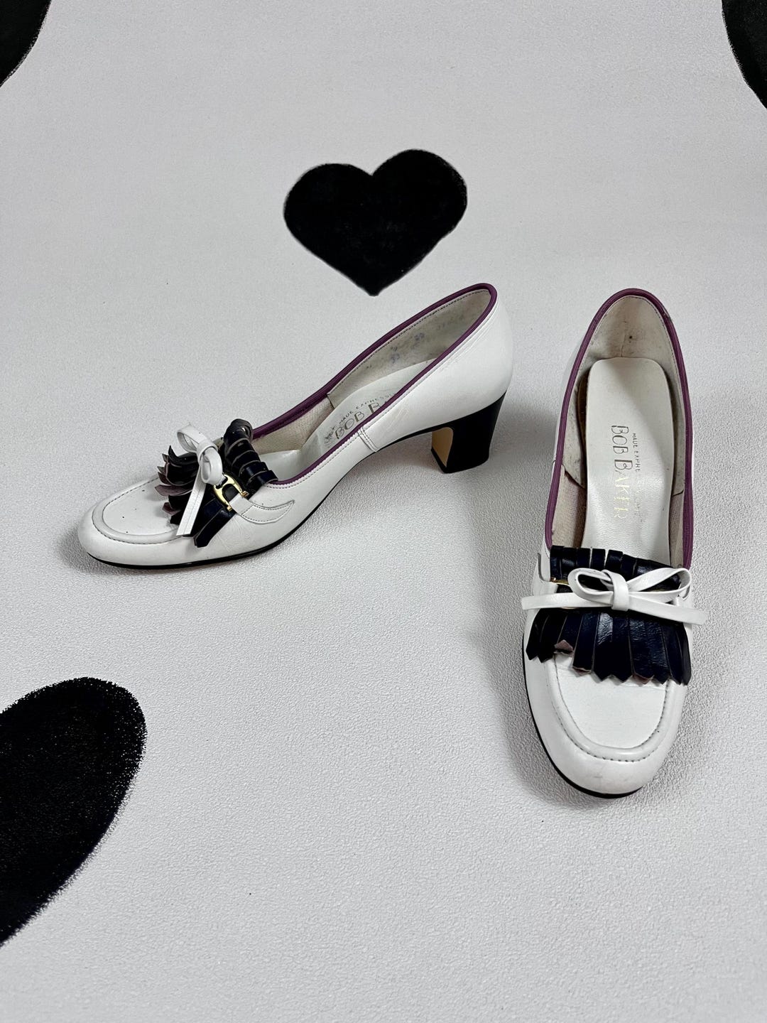 1960s Fringe Loafer Pumps 60s Bob Baker Mod Navy White Summer Shoes ...