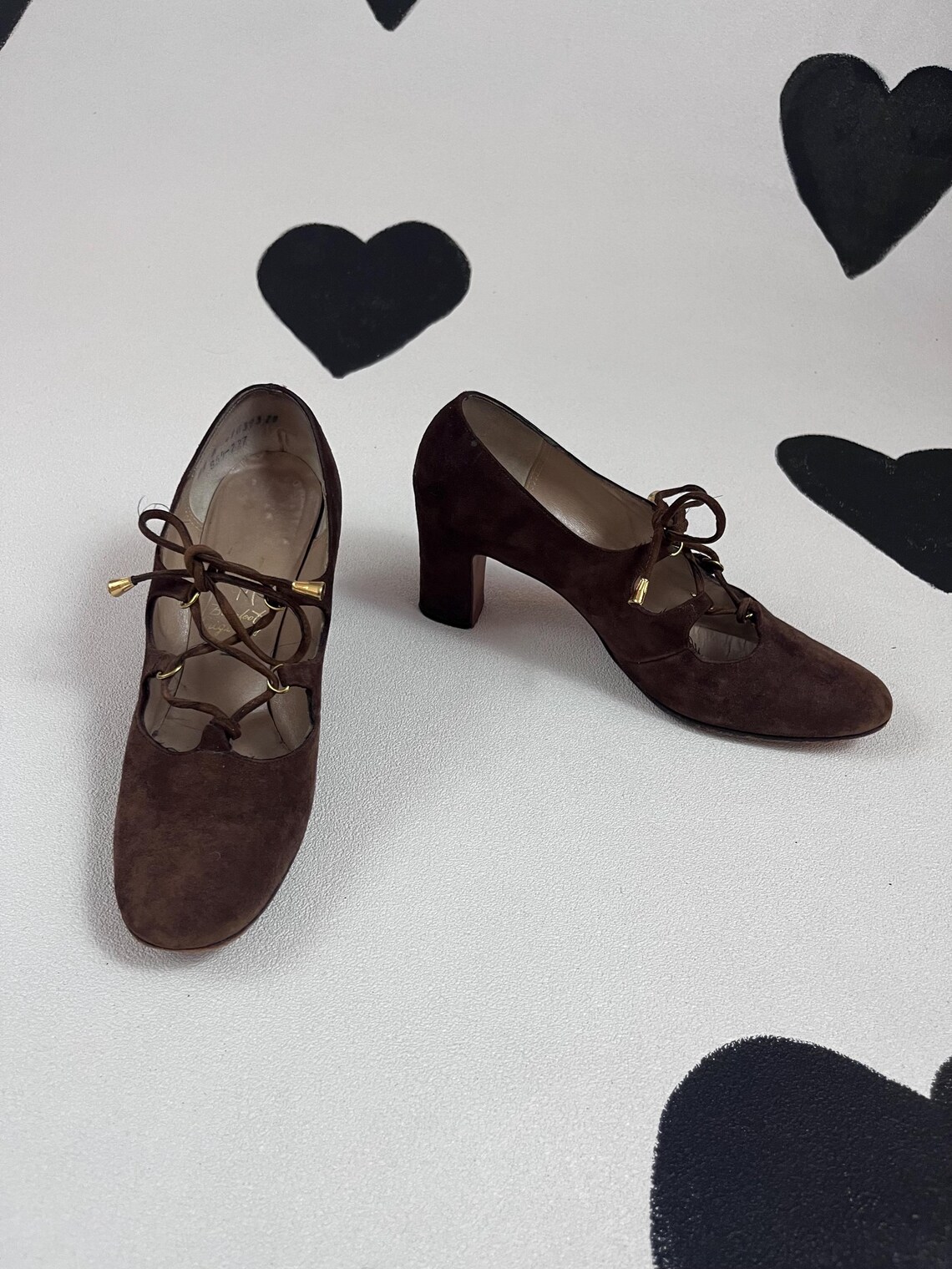 Vintage 60’s Joseph Suede Lace up High Heels 1960’s Mod Soft Brown Fall ...