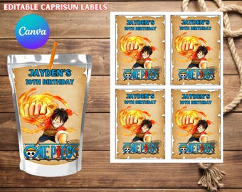 One Piece Water Bottle Party Favor Template, Water Bottle Label ...