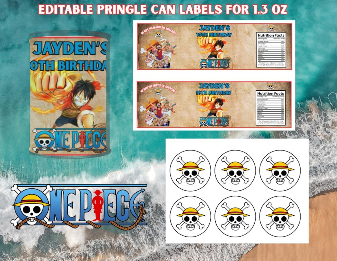 One Piece Pringles Can & Lid Party Favor Template, Editable, Instant ...