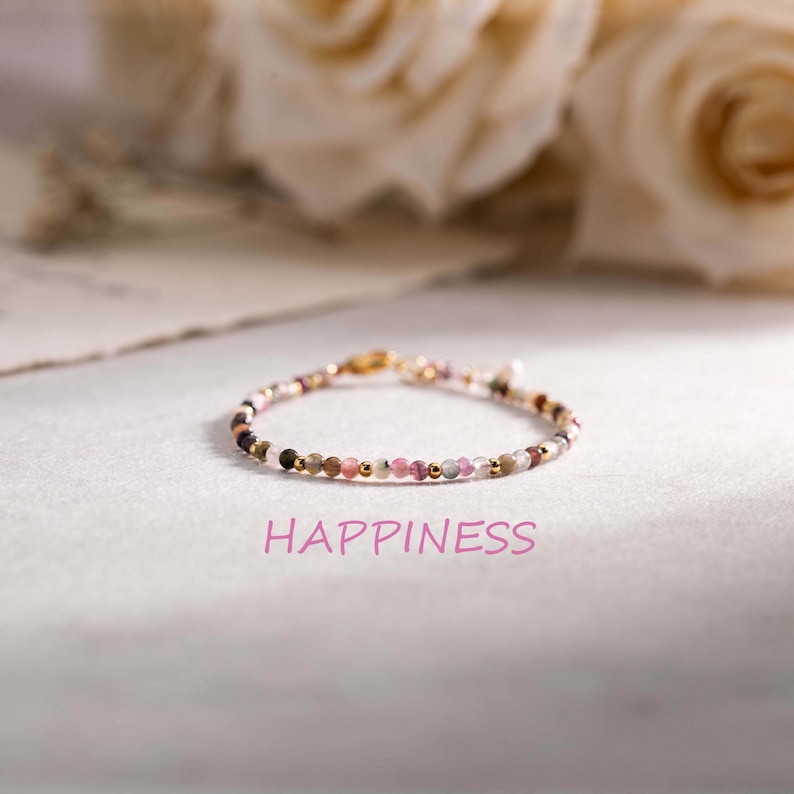 Rainbow Tourmaline Bracelet – Natural Multi-color Gemstone, Handmade ...