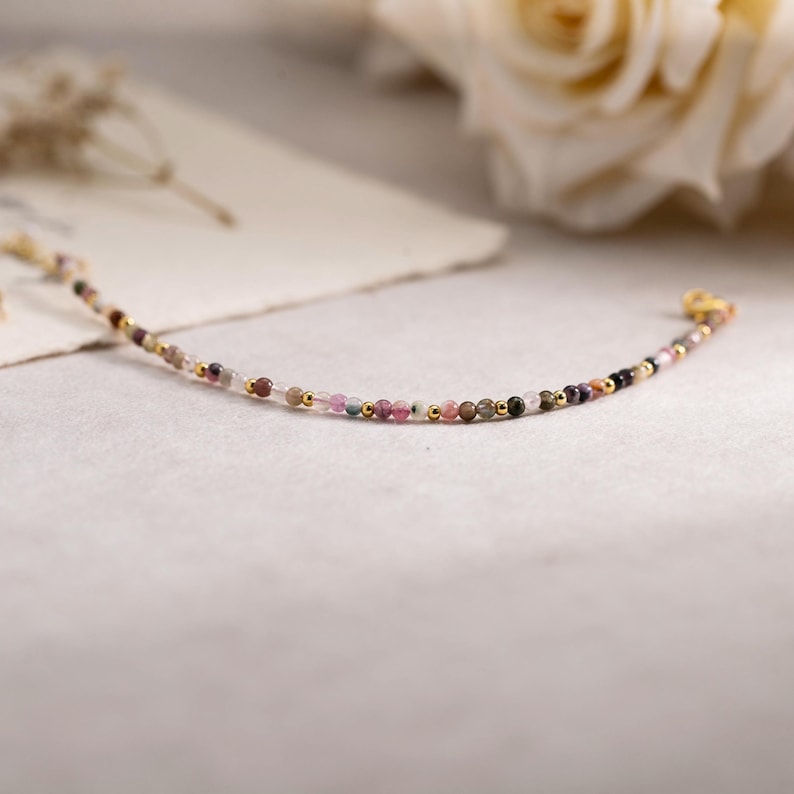 Rainbow Tourmaline Bracelet – Natural Multi-color Gemstone, Handmade ...