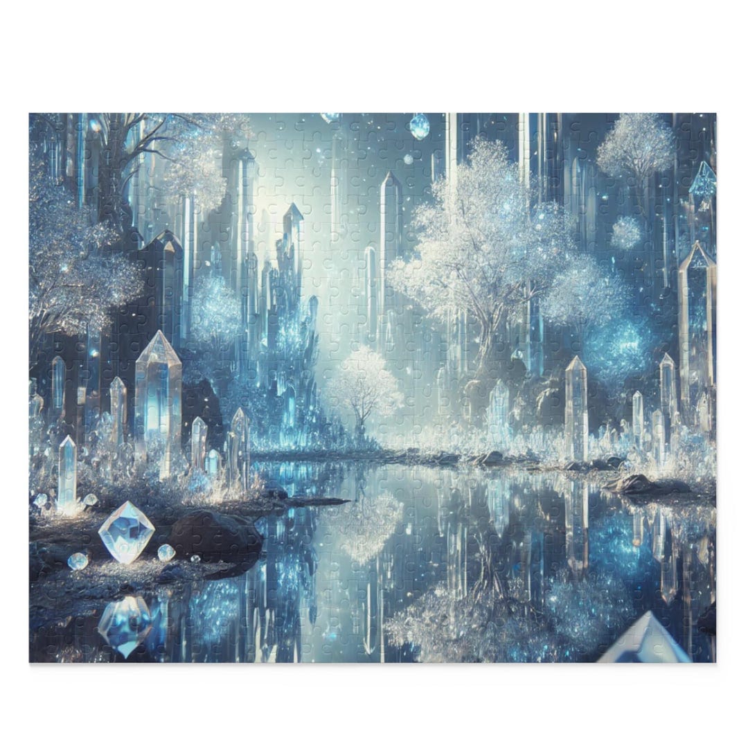 Crystal Forest Fantasy Puzzle Glowing Ice Crystals, Mystic Winter ...