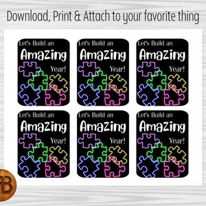 Let’s Build an Amazing Year – Puzzle-themed Gift Tag | Digital Download ...