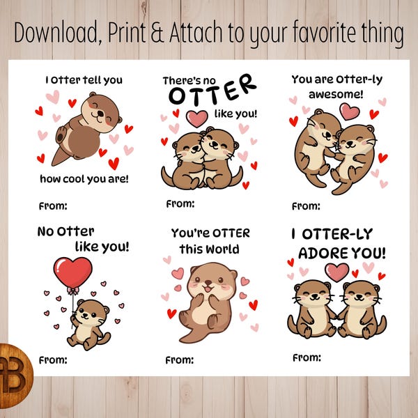 Otter Valentines - Etsy