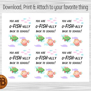 Back to School Gift Tag, Fish Theme (digital Download) - Etsy