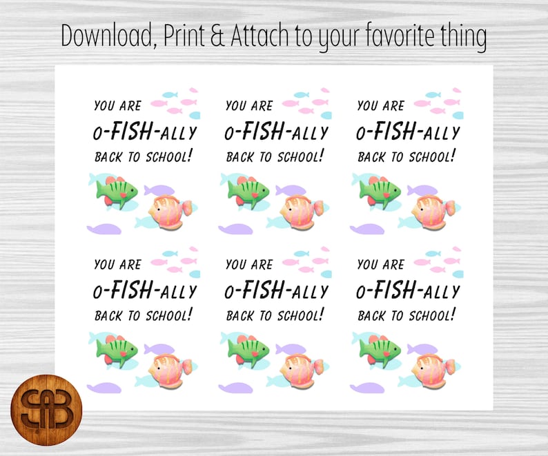 Back to School Gift Tag, Fish Theme (digital Download) - Etsy