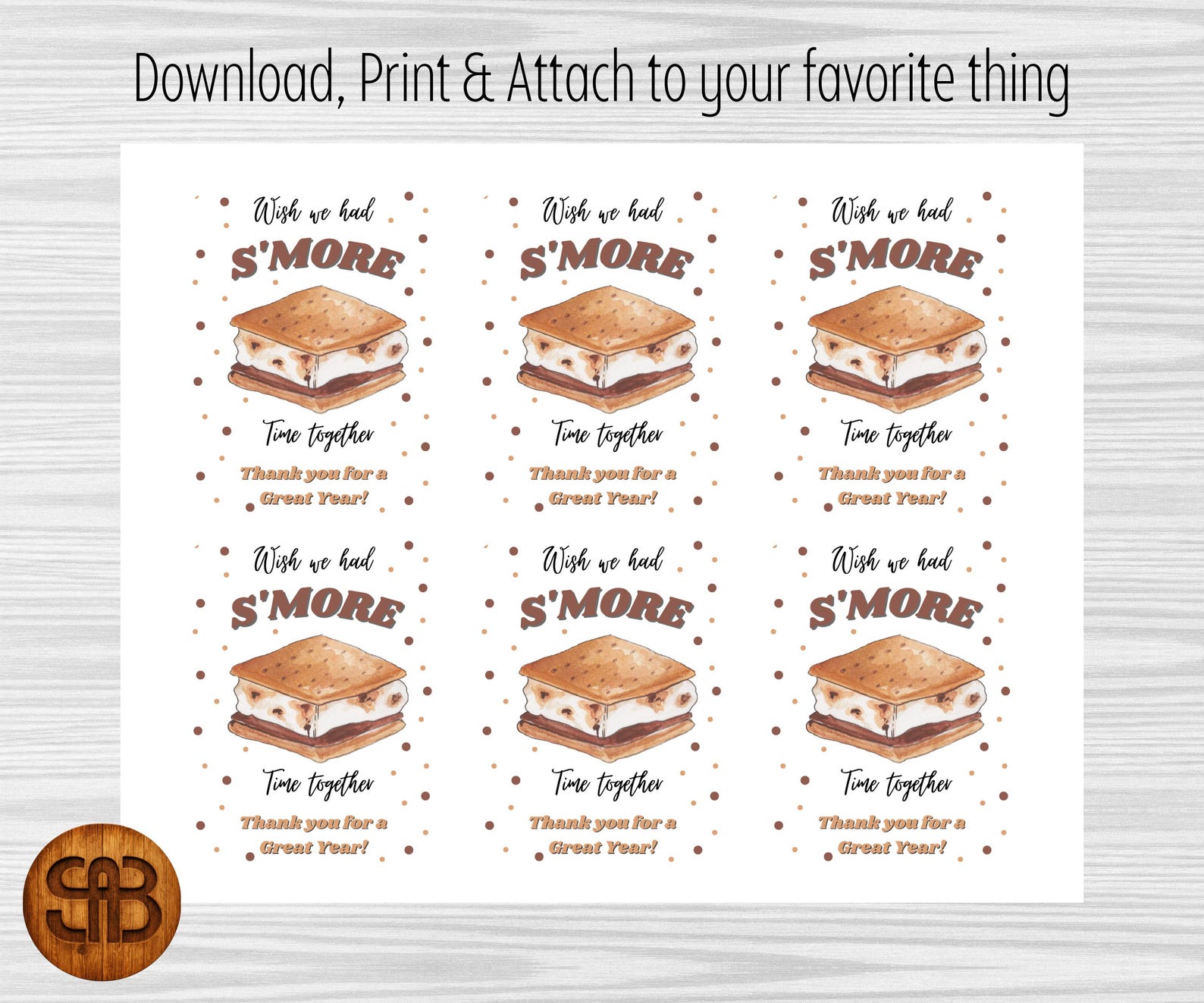 S'more Time Together Thank You Tag | End of Year Gift (instant Download ...