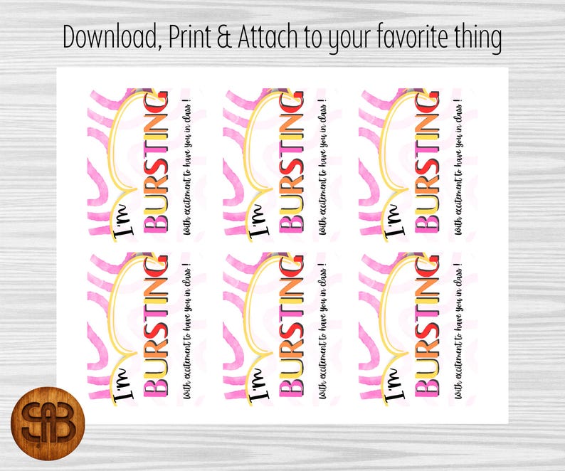 I'm BURSTING With Excitement - Digital Gift Tag | Back to School ...