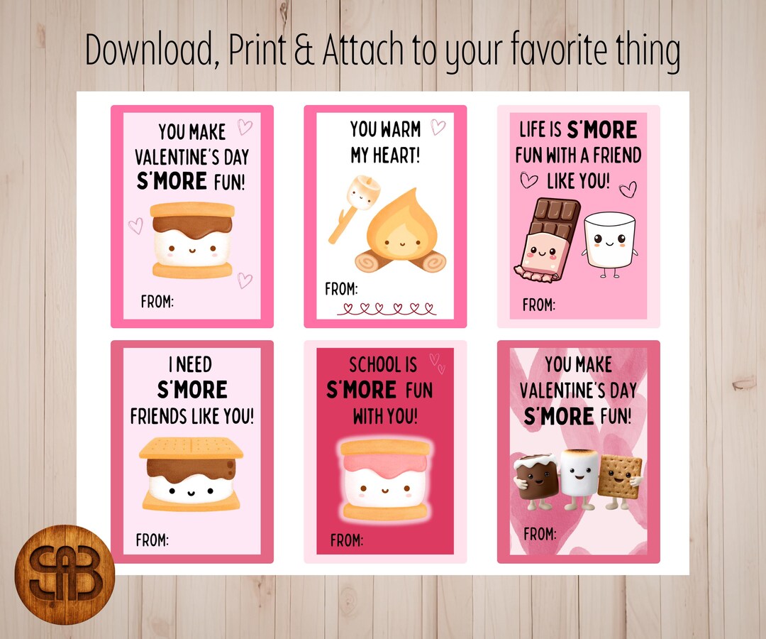 S'mores Valentine's Day Cards for Kids | Printable Classroom Valentines ...