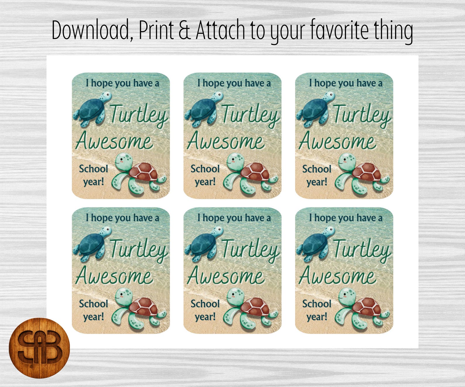Turtley Awesome School Year Gift Tag – Instant Digital Download - Etsy