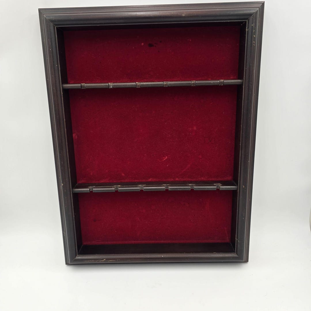 Shadow Box Display Frame Wood Red Velvet Insert Black Finish Mid ...