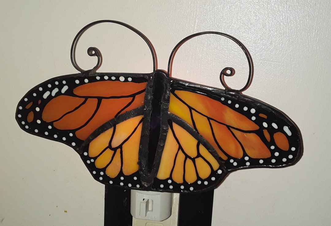 Monarch Stained Glass Butterfly Night Light - Etsy