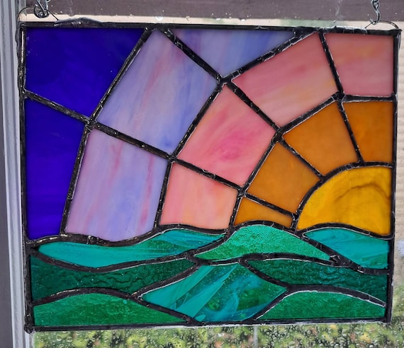 Sunset Over the Water in Stained Glass - Etsy