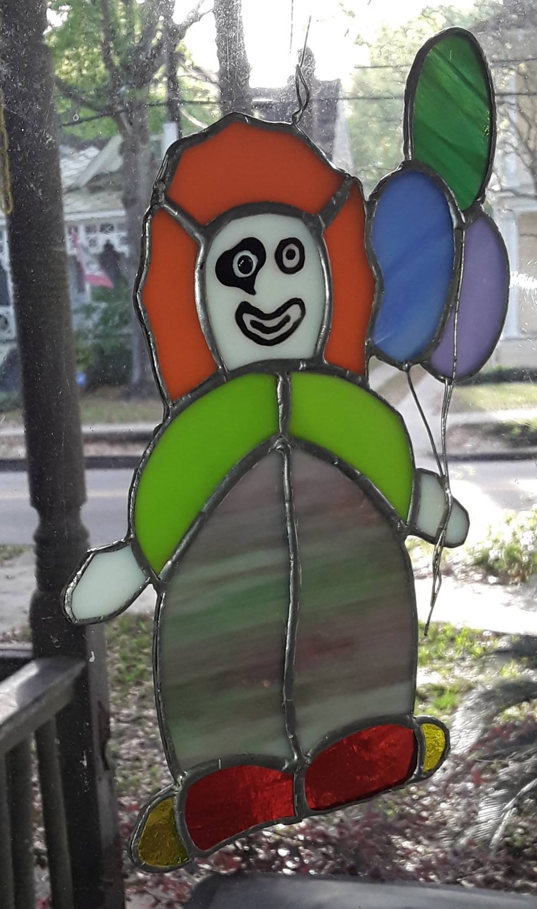 A Clown Suncatcher in Stained Glass - Etsy