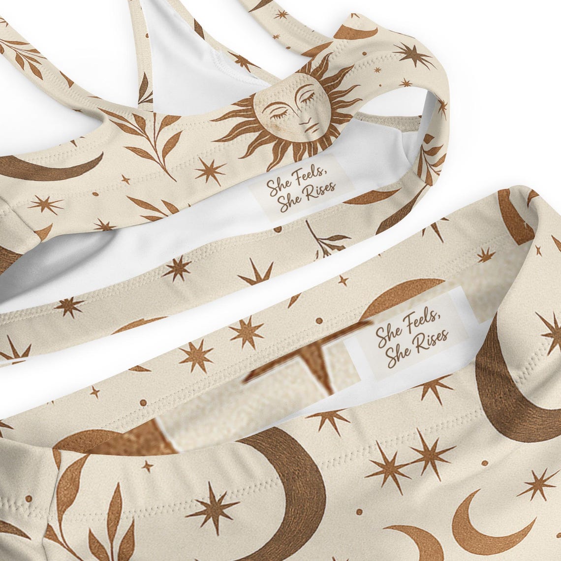 Celestial Bikini Set – Sun & Moon Print | High-waisted Swimsuit | Eco ...