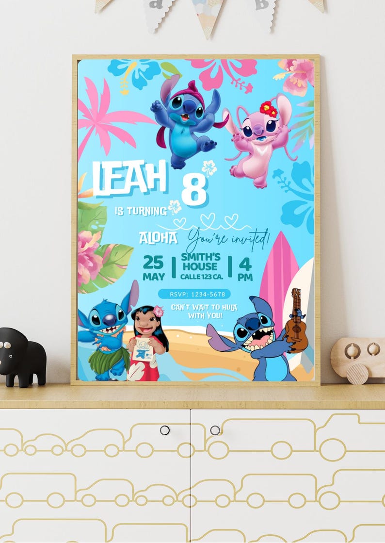 Lilo and Stitch Birthday Invitation – Editable Canva Template ...