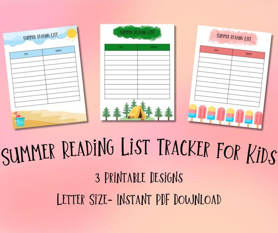 Printable Summer Reading List Tracker for Kids: 3 Fun Designs (PDF ...