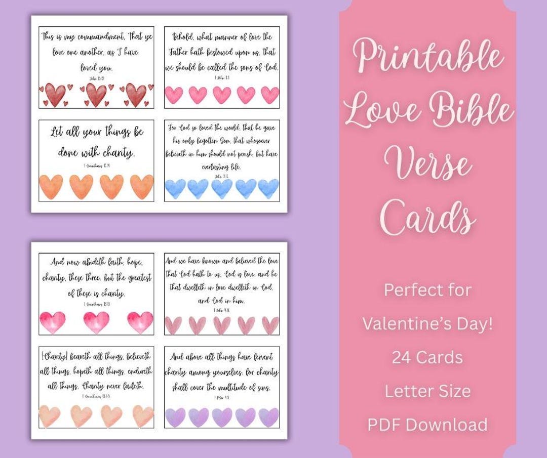 Printable Love Bible Verse Cards: KJV Valentine's Day Scripture Cards ...