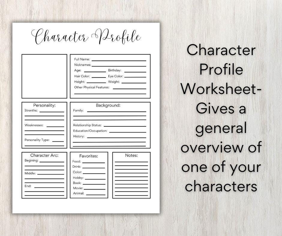 Printable Character Development Worksheet Bundle for Authors (letter ...