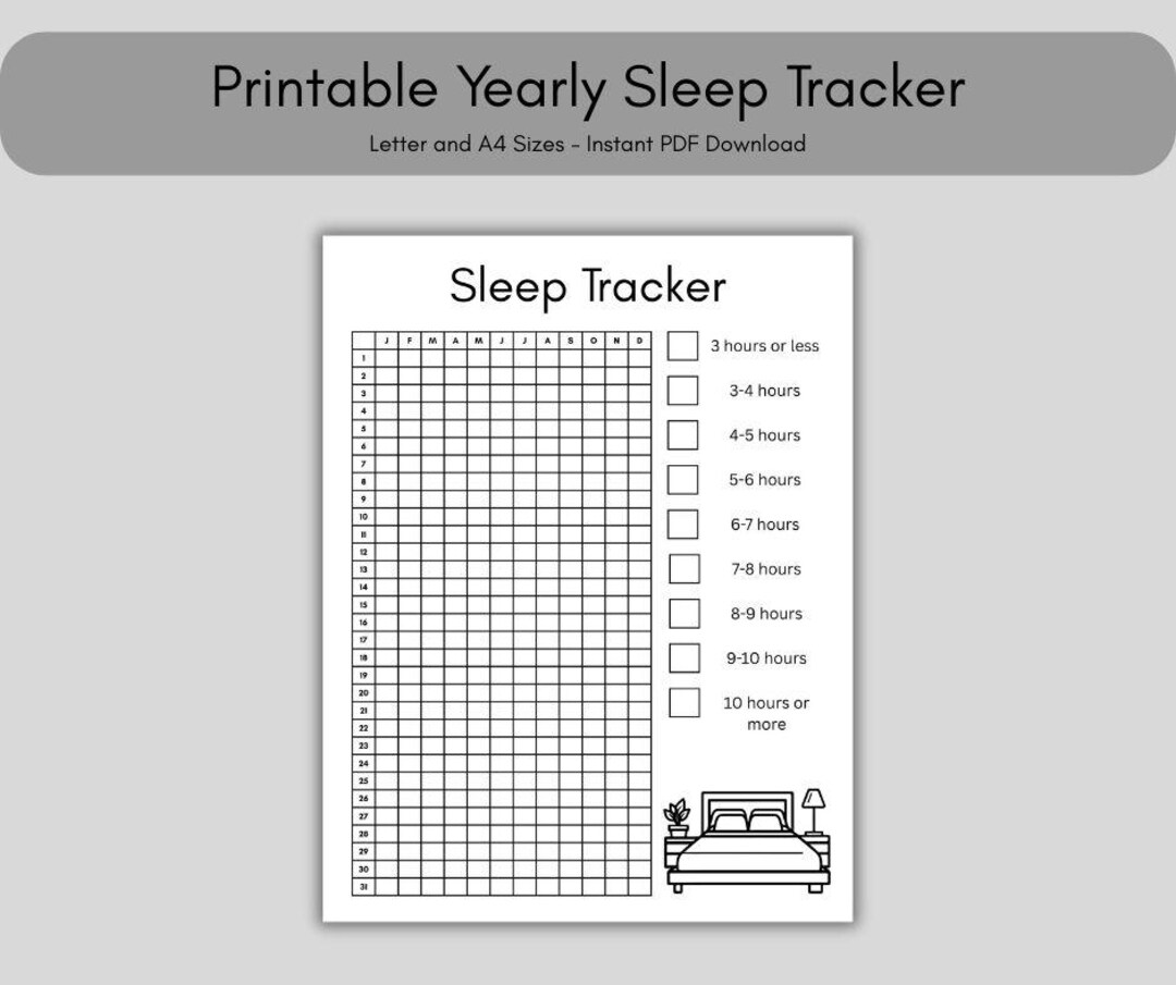 Printable Yearly Sleep Tracker (letter & A4 Sizes, PDF Download) - Etsy