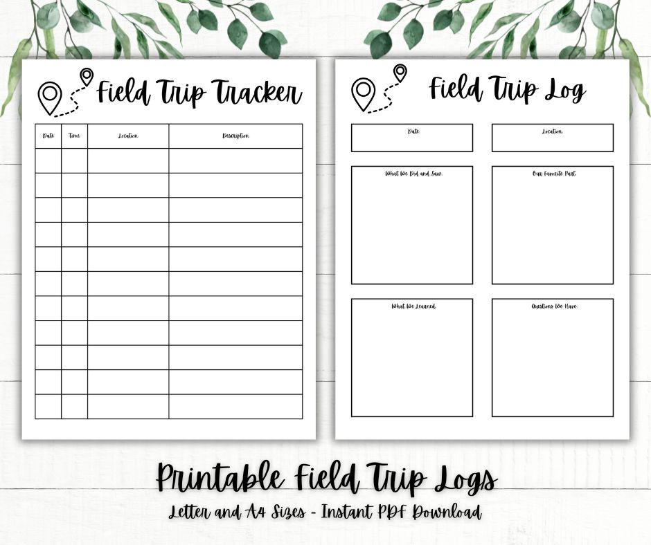 Homeschool Field Trip Log: Printable Tracker (letter & A4, PDF Download ...