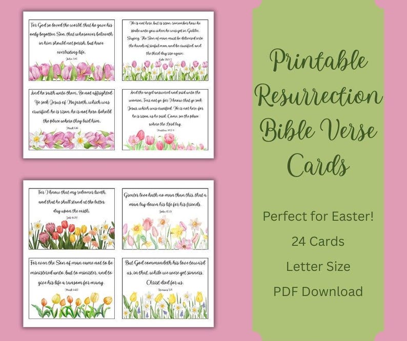 Printable Resurrection Bible Verse Cards: KJV Easter Scripture Cards ...