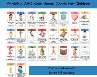 Printable ABC Bible Verse Cards: KJV Scripture, Homeschool Resource ...
