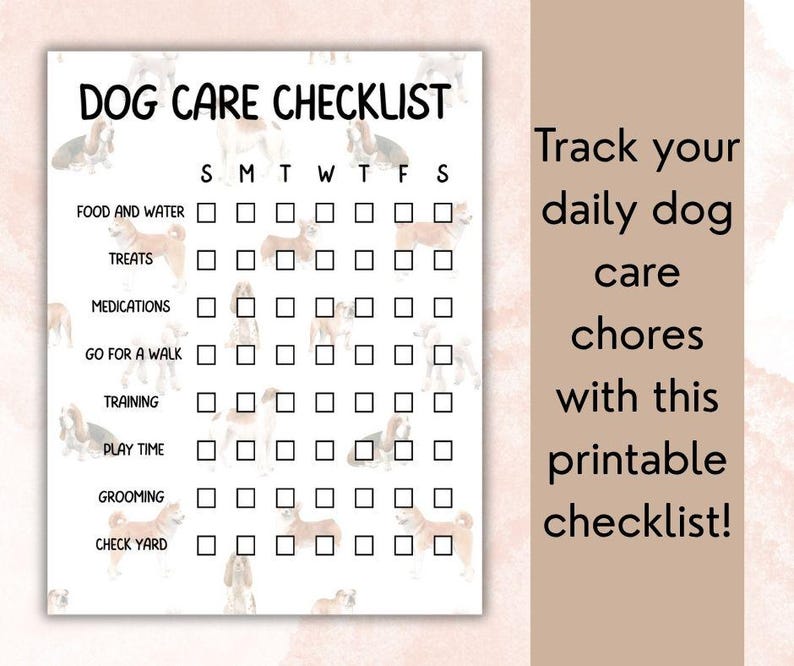 Printable Dog Care Checklist: Daily Chore Chart (PDF Download, Letter ...