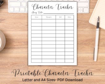 Printable Character Tracker Worksheet for Authors (PDF Download, Letter ...