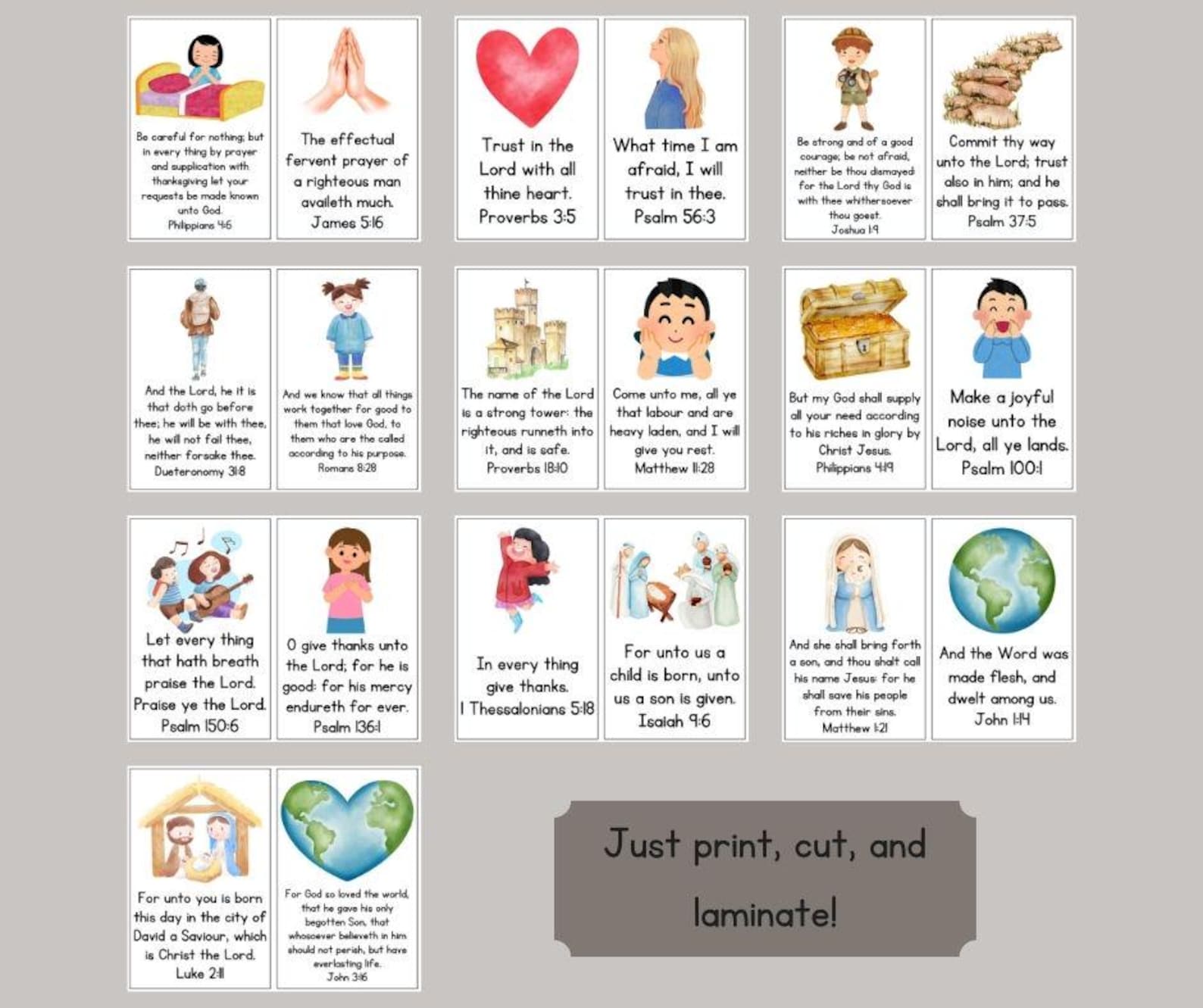 Printable Bible Verse of the Week KJV Scripture Cards for Kids (PDF ...