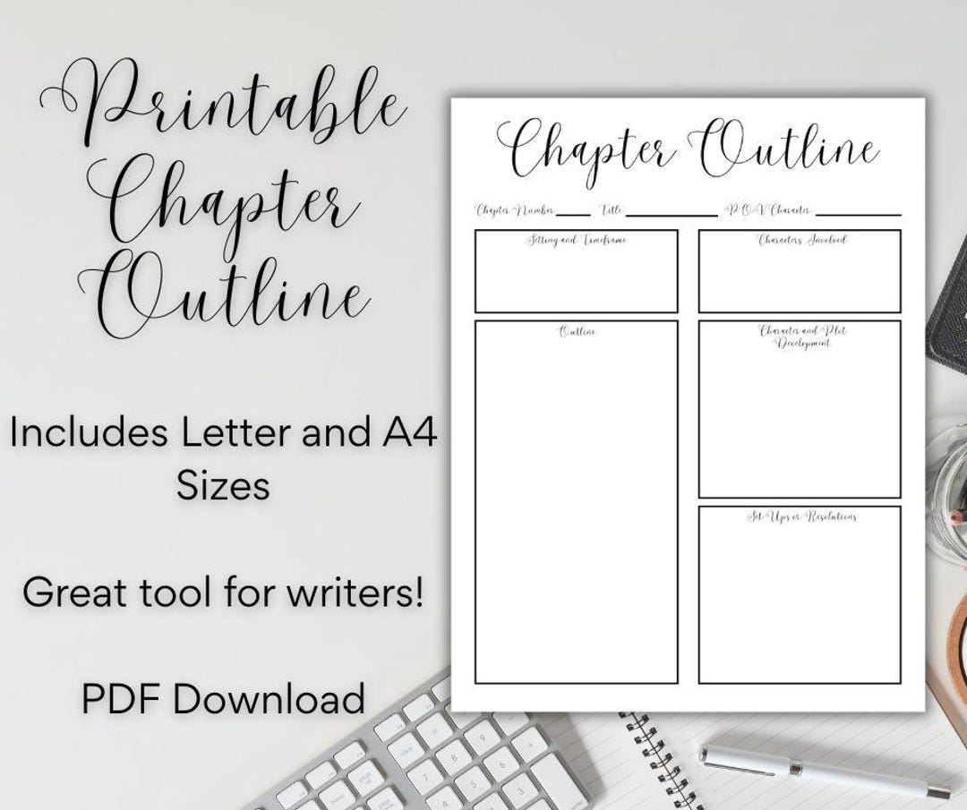 Printable Chapter Outline Worksheet for Authors (PDF Download, Letter ...