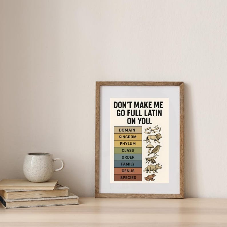 Zoology Digital Print | Taxonomy Chart Wall Art | Funny Biology Poster ...