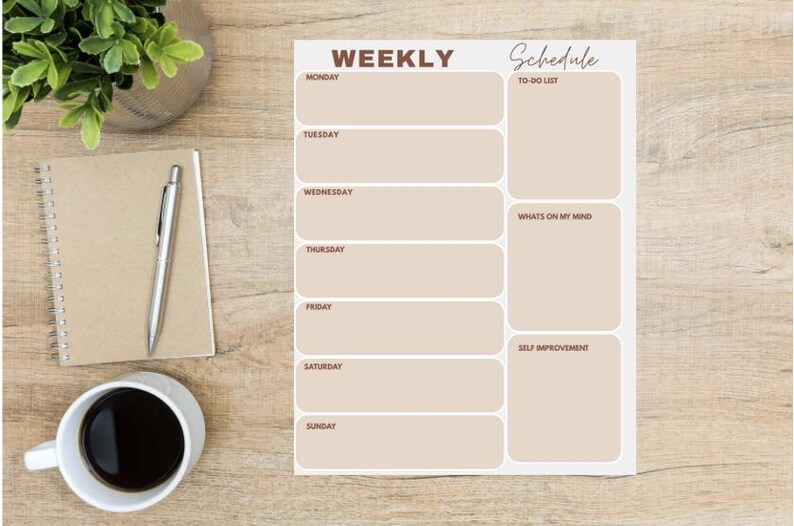 Weekly Digital Planner | Minimalist Weekly Schedule | Printable Weekly ...
