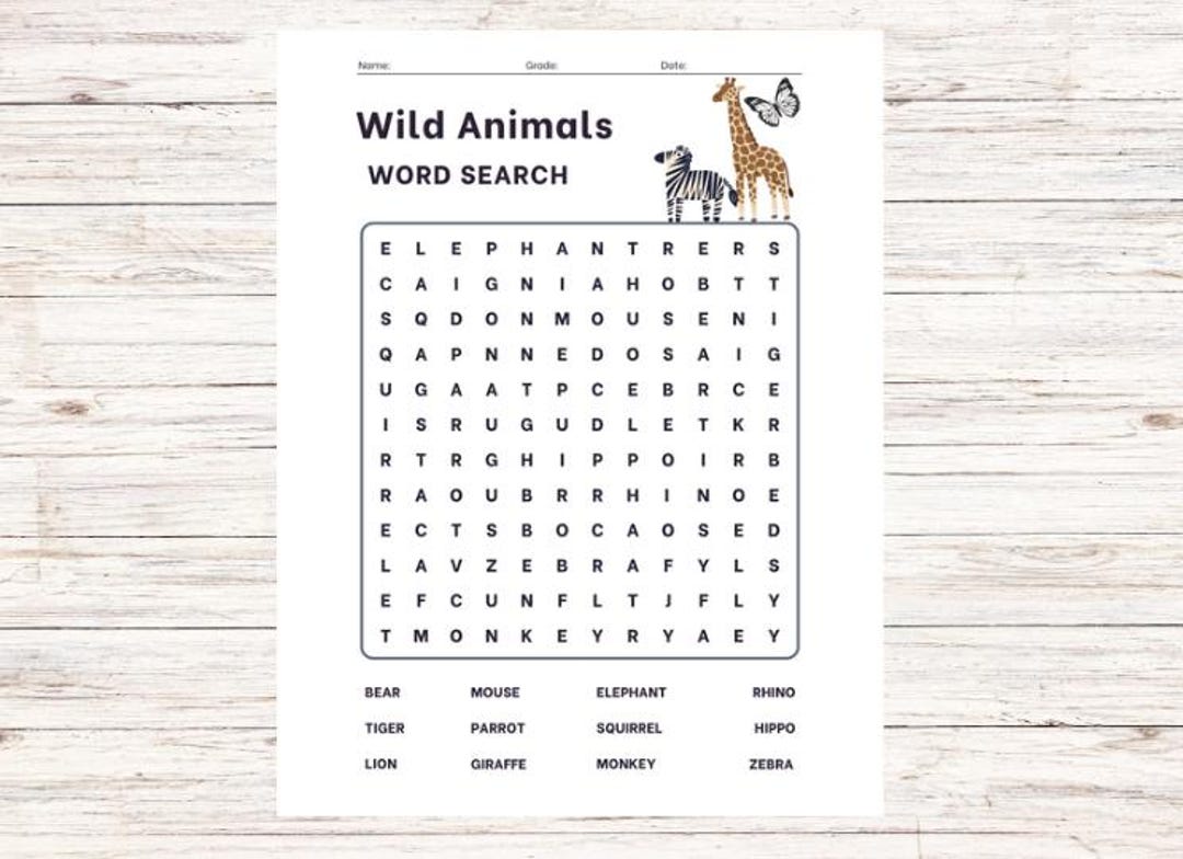 Animal Word Search Puzzle Printable | Fun & Educational Activity for ...