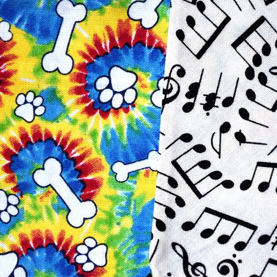 Rainbow Tie Dye Bone & Music Note Reversible Hippie Pawprint | Etsy