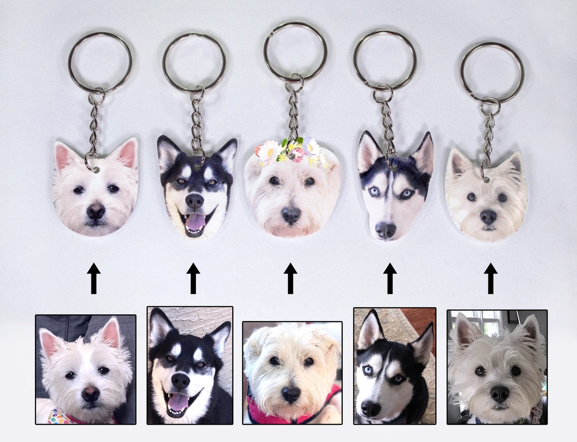 CUSTOM Pet Photo Keychain / Personalized Dog Keychain Cat - Etsy