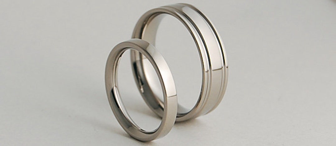 Titanium Ring Set, Wedding Band Set, Wedding Ring Set, His and Hers ...