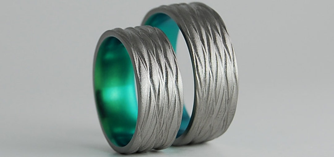 Sphinx Bands in Immortal Green , Titanium Rings , Wedding Bands ...