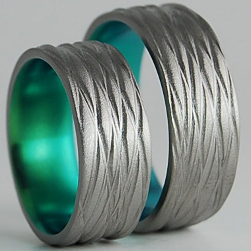 Sphinx Bands in Immortal Green Titanium Rings Wedding - Etsy