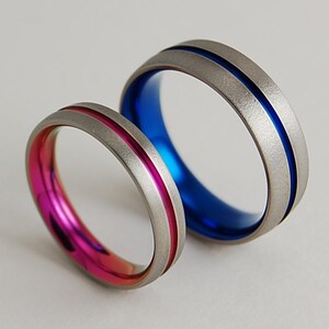 Titanium Ring Set, Wedding Band Set, Wedding Ring Set, His and Hers ...