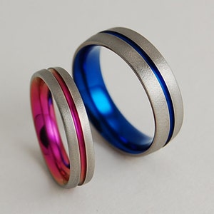 Titanium Ring Set, Wedding Band Set, Wedding Ring Set, His and Hers ...