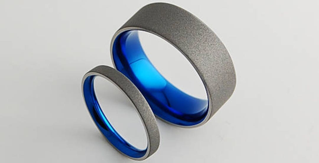 Titanium Ring Set, Wedding Band Set, Wedding Ring Set, His and Hers ...
